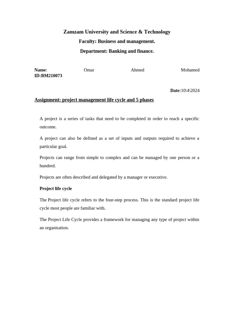 Zamzam University and Science | PDF | Project Management | Business