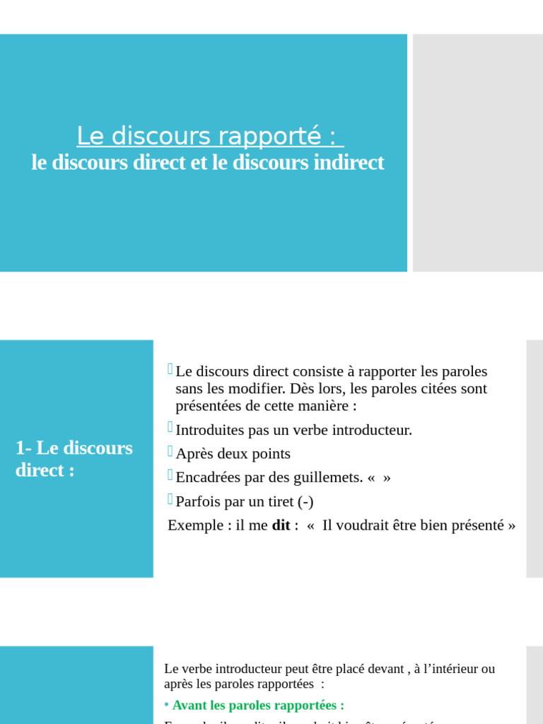 Discours direct et indirect : Guide complet | PDF | Phrase | Verbe