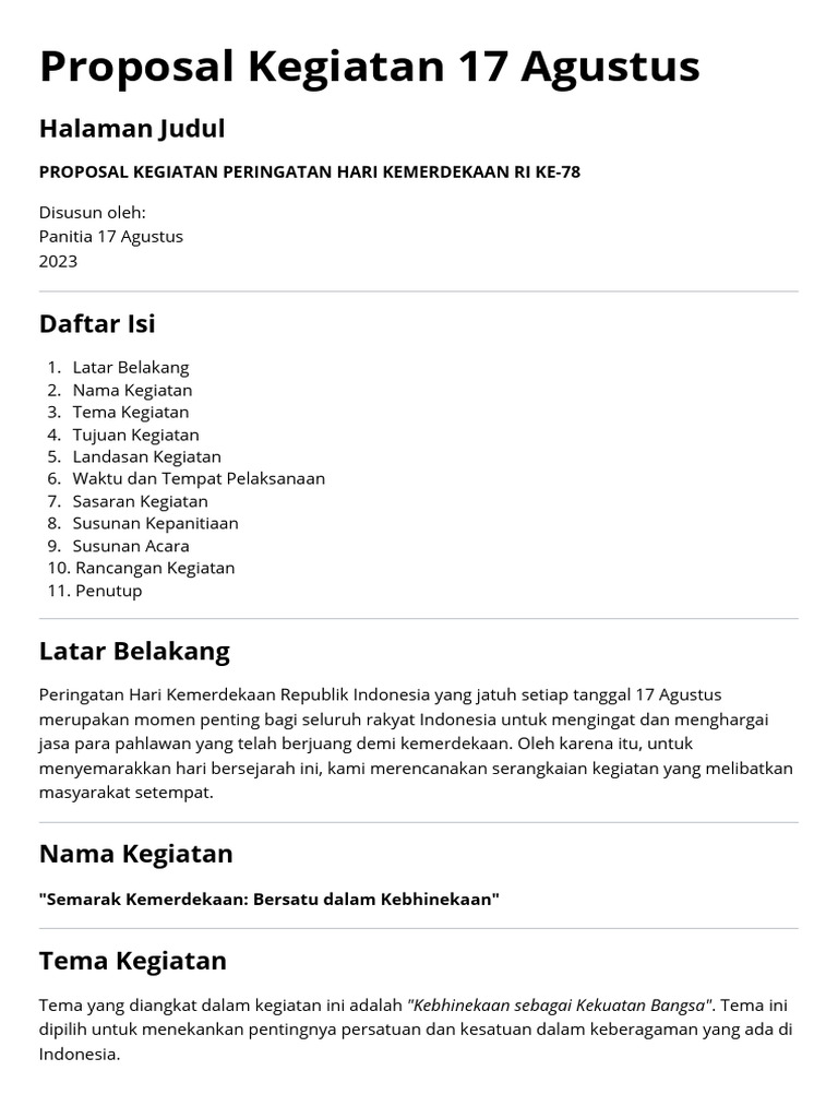 Proposal Kegiatan 17 Agustus - 20241213 - 072518 - 0000 | PDF
