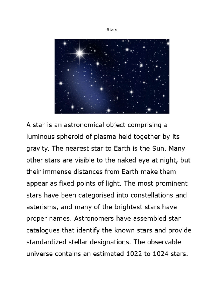 Understanding Stars and Their Formation | PDF