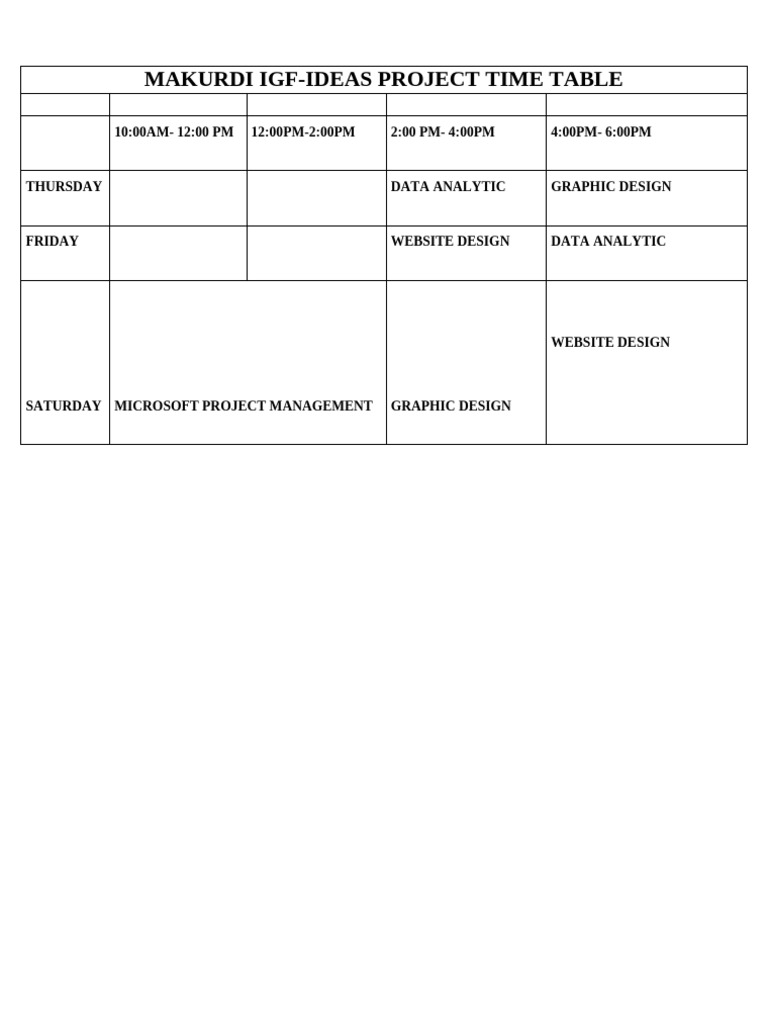 Makurdi Igf Training Sessions Schedule | PDF