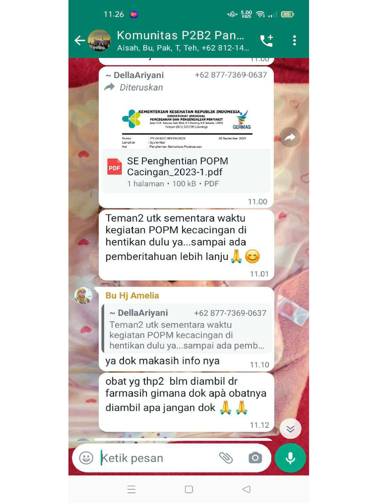 Perubahan Jadwal Popm Kecacingan | PDF