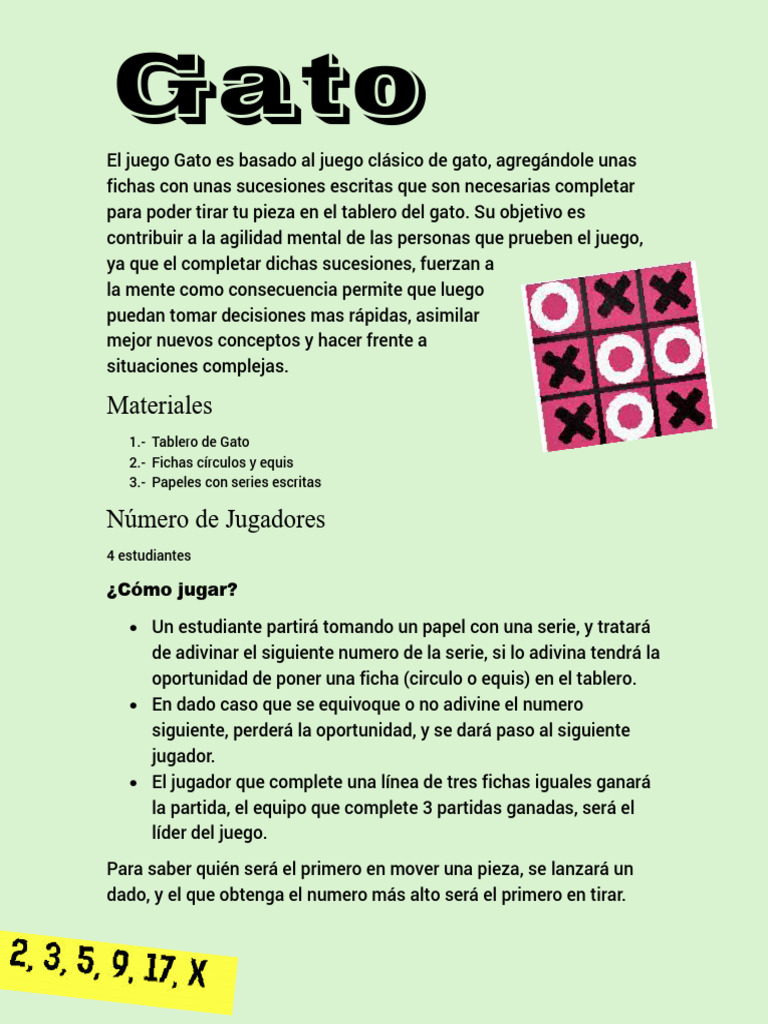 Reglas del Juego Gato para Niños | PDF