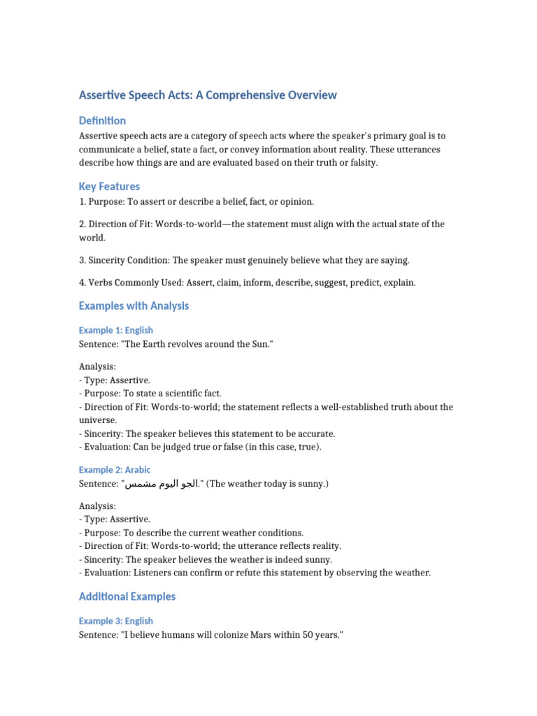 Understanding Assertive Speech Acts | PDF | Truth | Linguistics