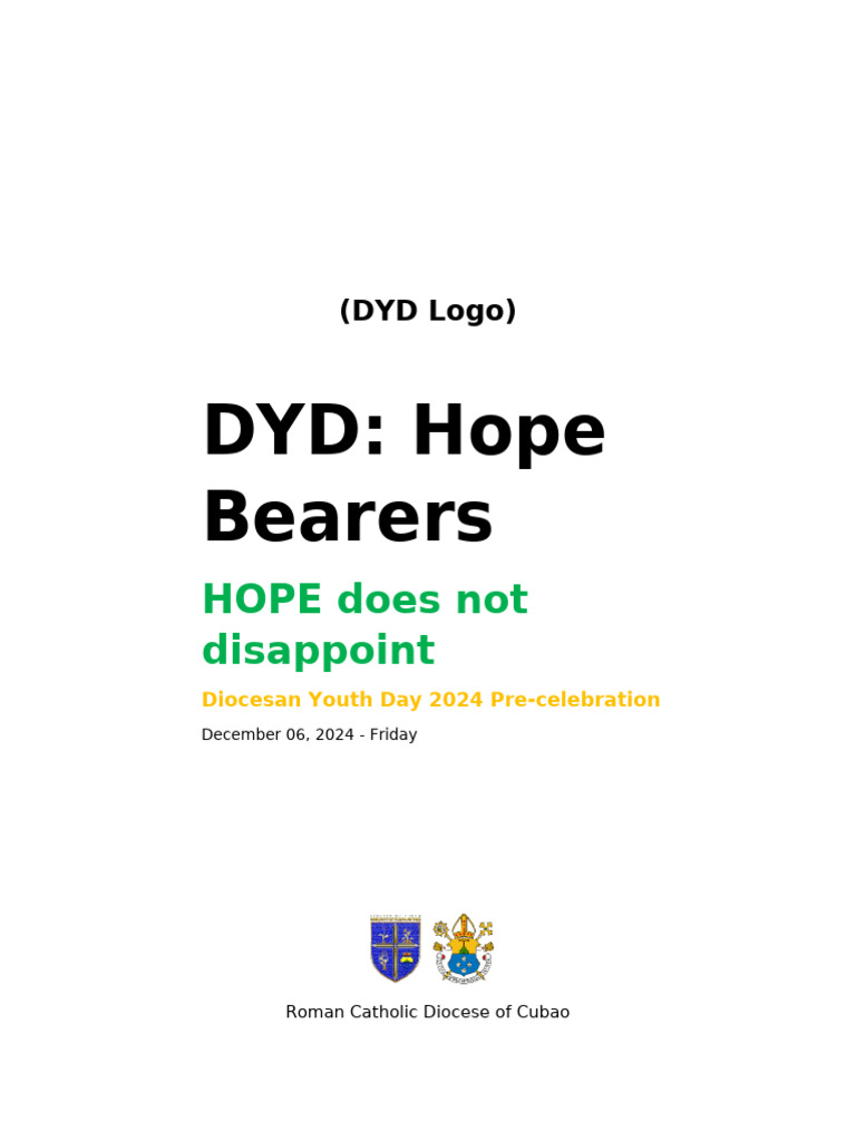 DYD Pre-Celebration HOPE Does Not Disappoint | PDF | Saint Joseph | Jesus