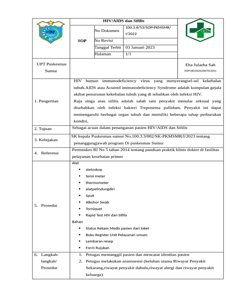 SOP HIV Dan IMS | PDF
