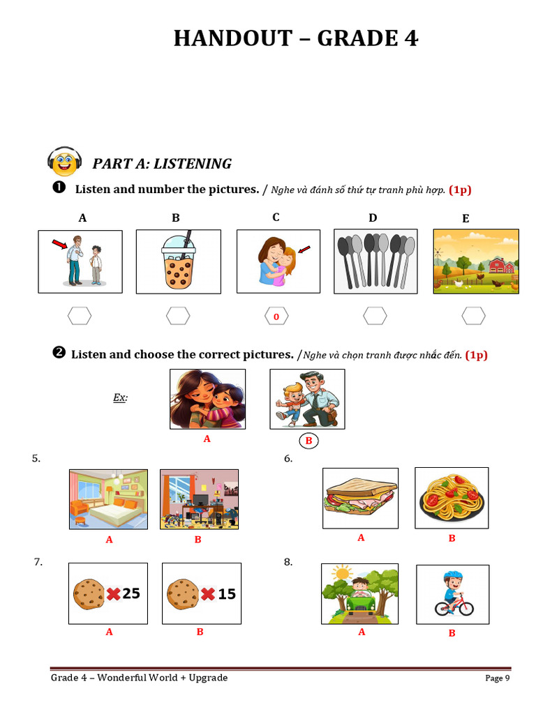 Grade 4 Listening and Reading Activities | PDF | Cuisine | Foods