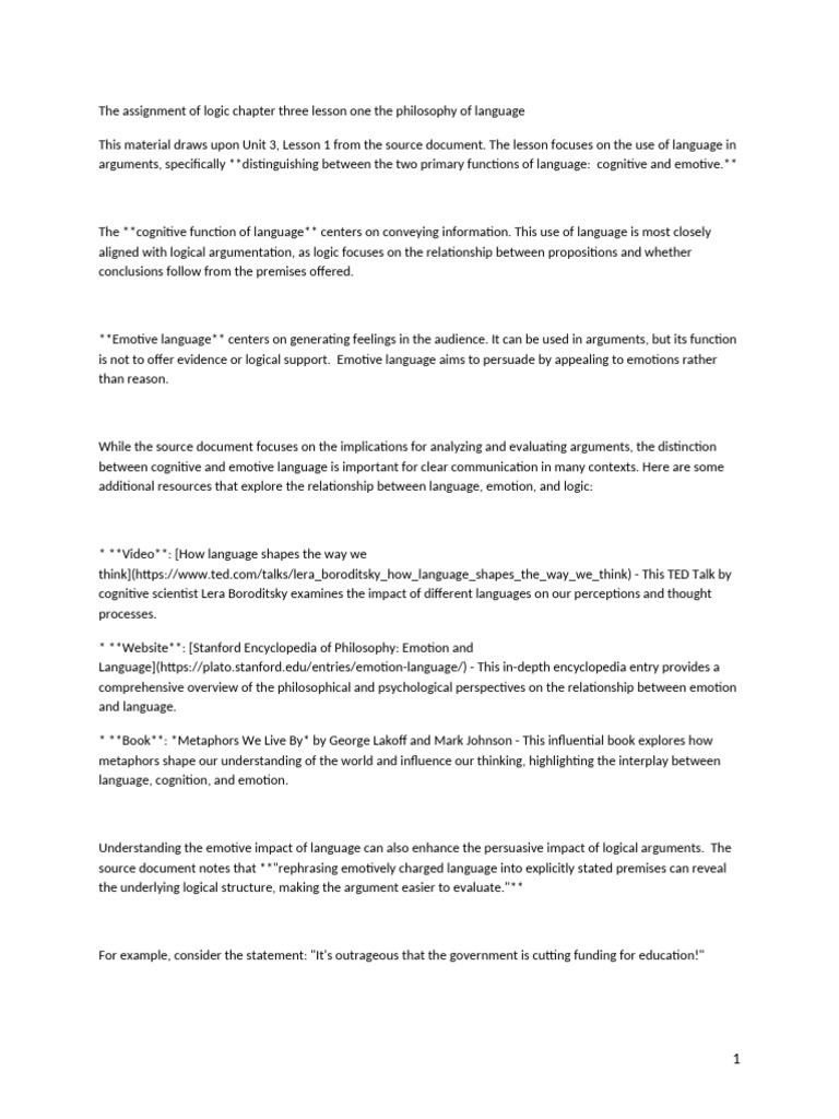 Language's Role in Arguments | PDF | Argument | Emotions