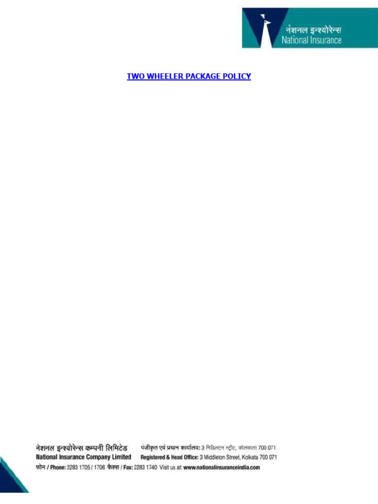 Two-Wheeler Insurance Terms & Conditions | PDF | Indemnity | Insurance