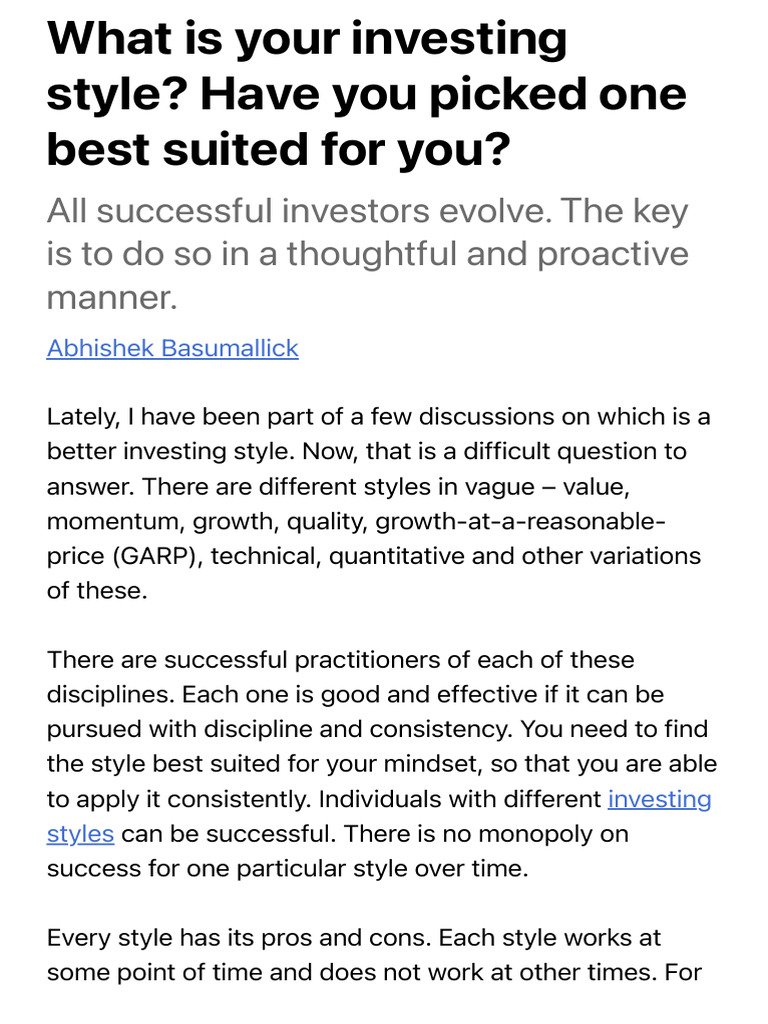 How To Invest Money: What Is Your Investing Style? Have You Picked One ...