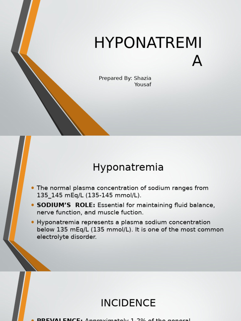 HYPONATREMIA | PDF | Clinical Medicine | Medical Specialties