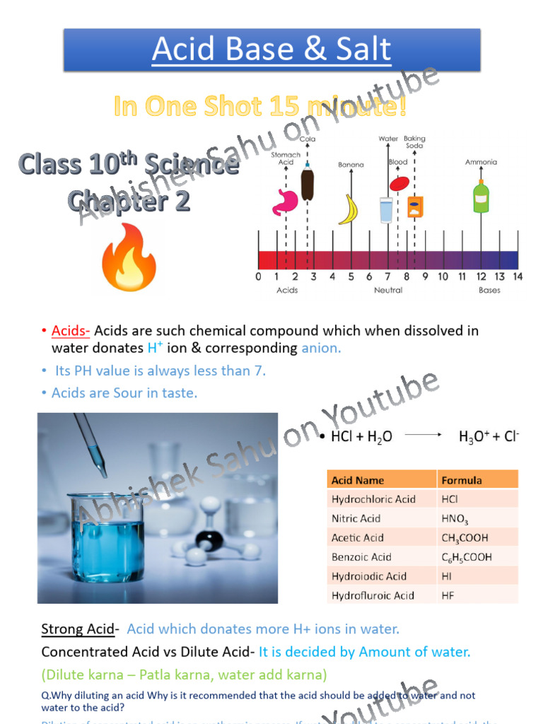 Class 10th Chapter 2 Acid Base & Salts One Shot | PDF | Sodium Bicarbonate | Acid