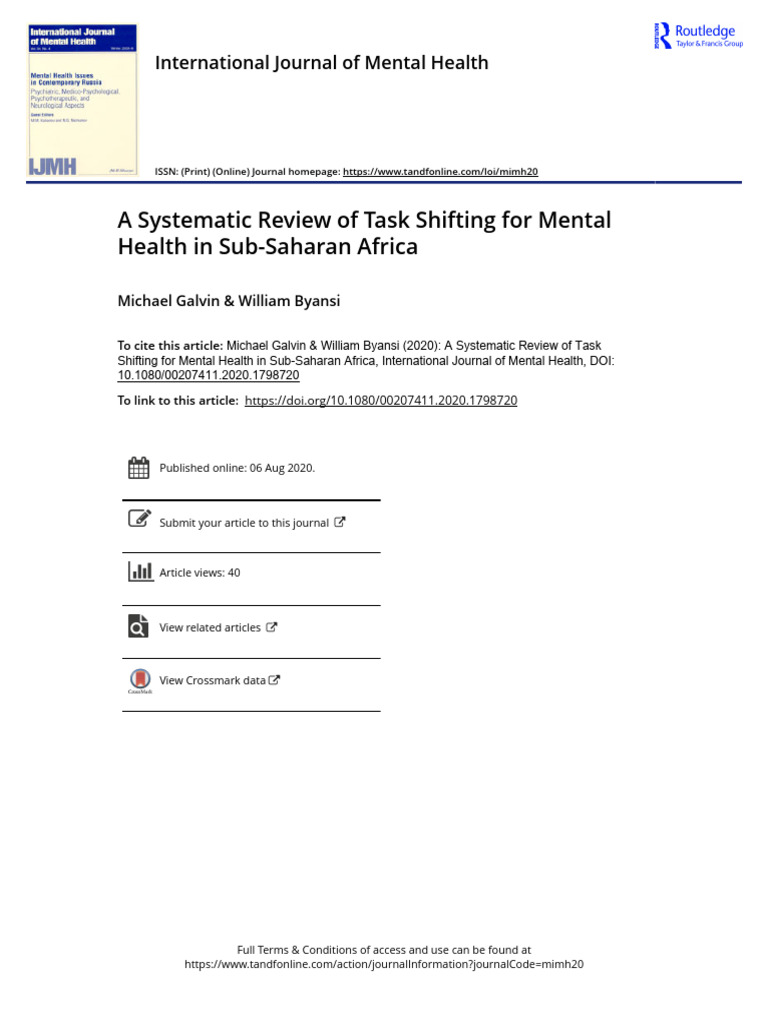 D-A Systematic Review of Task Shifting For Mental | PDF | Cognitive ...