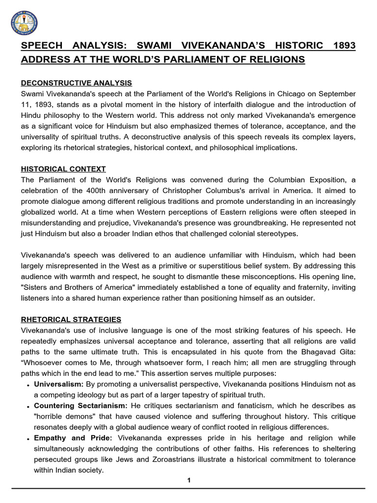 SwamiVivekananda_SEC-V (2) | PDF | Swami Vivekananda | Universalism