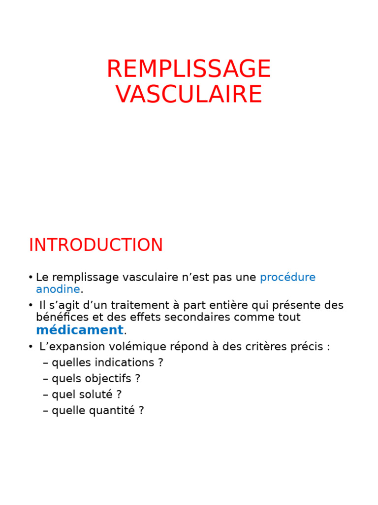 REMPLISSAGE VASCULAIRE DR Lekhlit | PDF