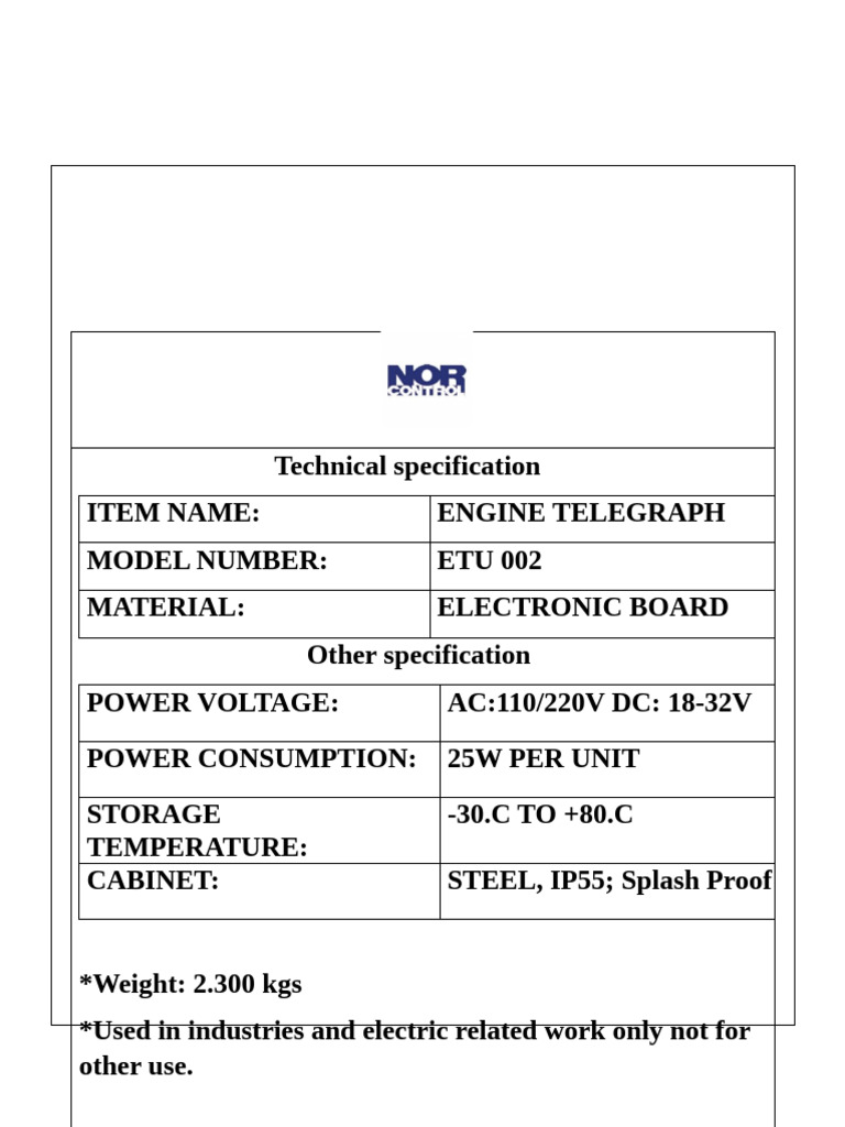 Technical specification | PDF