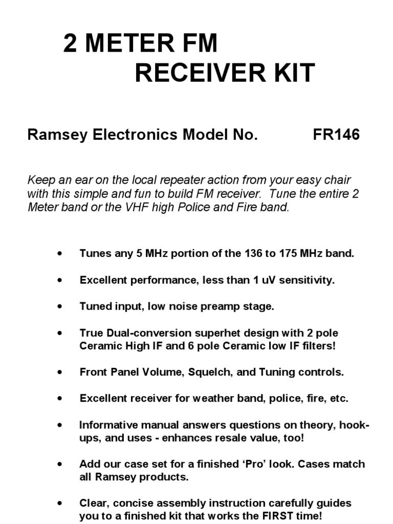 2 Meter FM Receiver Kit | PDF | Detector (Radio) | Amplifier