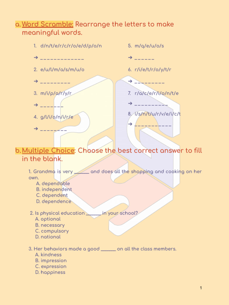 2SG Gen 4 - Exercises Unit 1 | PDF