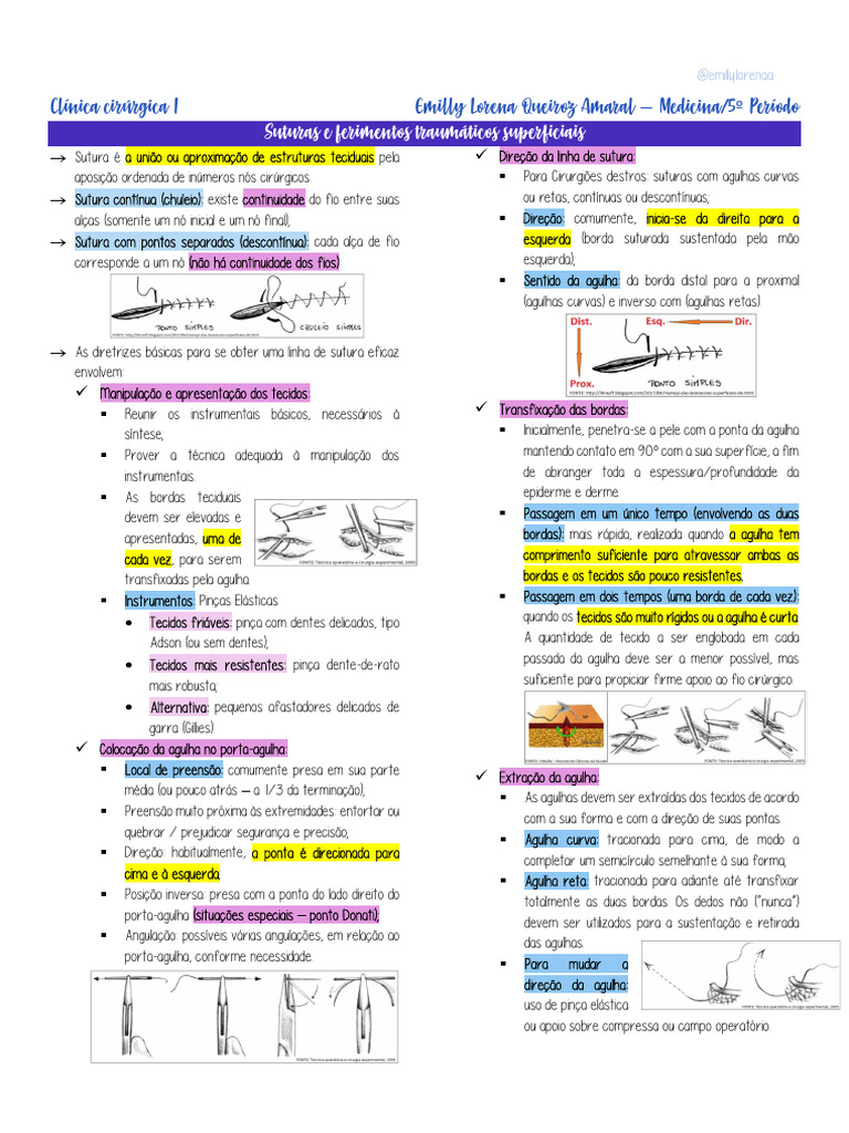 Técnicas de Sutura em Ferimentos Superficiais | PDF | Medicina Clínica ...