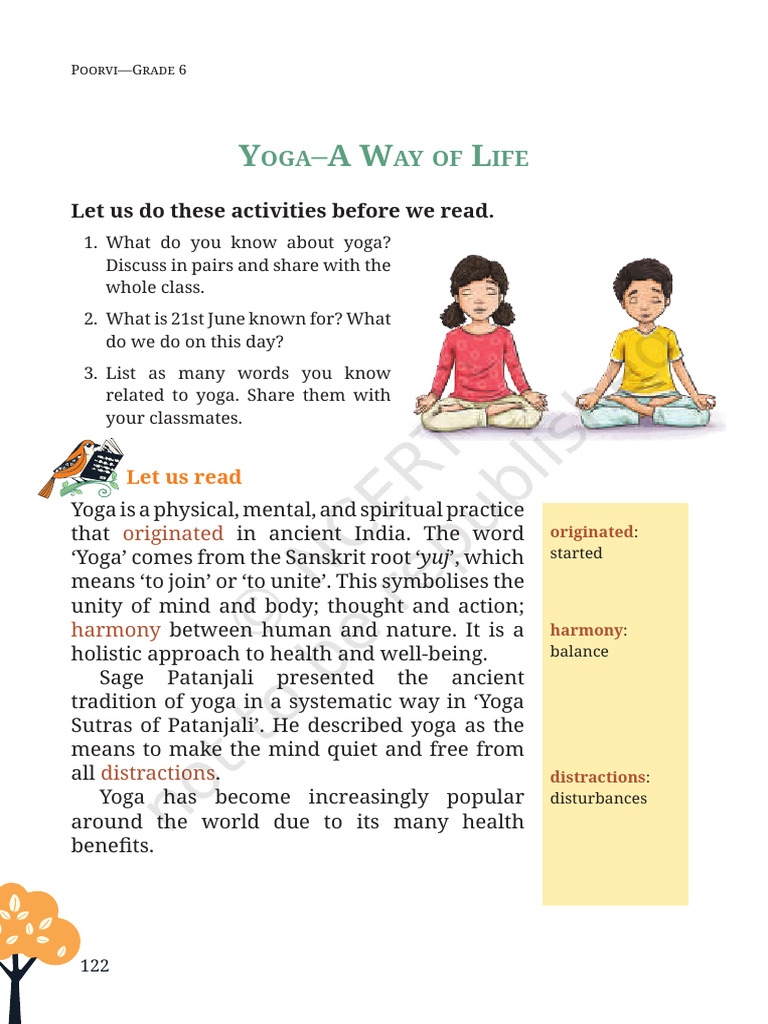 Cbse Class 6 English Book Poorvi Yoga A Way of Life PDF Download | PDF | Yoga | Asana