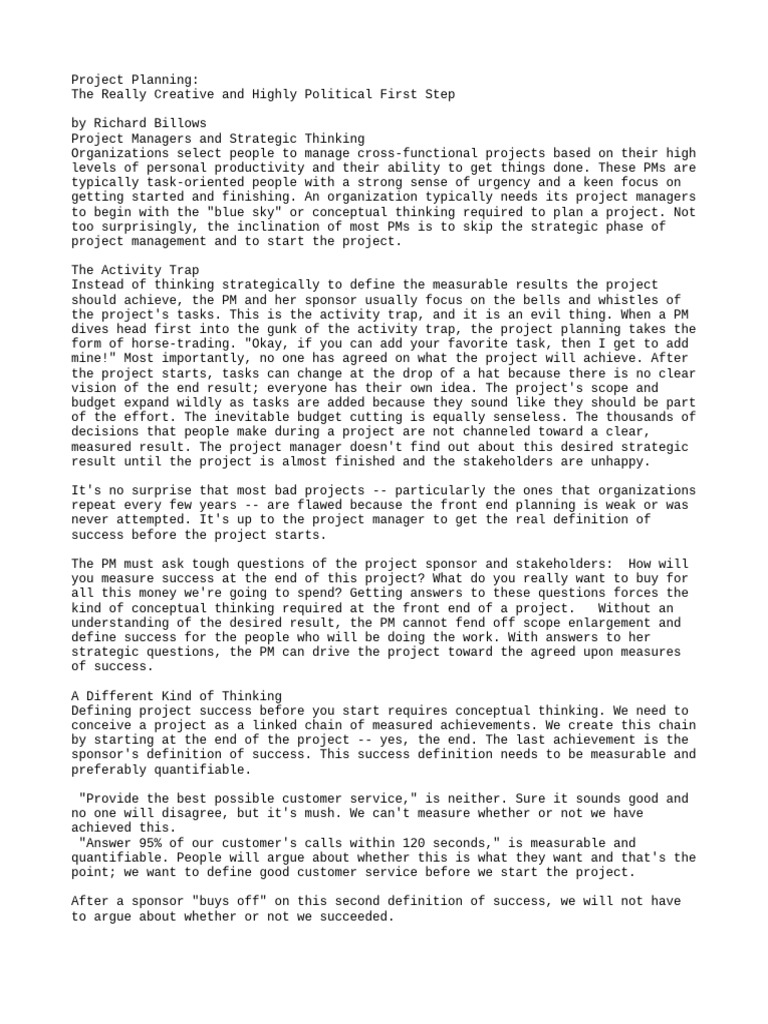 Creative Project Planning | PDF