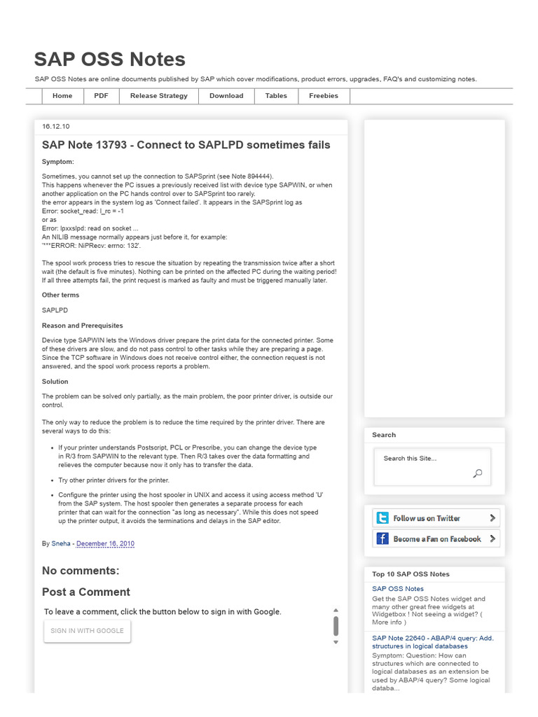 Connect To SAPLPD Sometimes Fails | PDF | Operating System | Printer ...