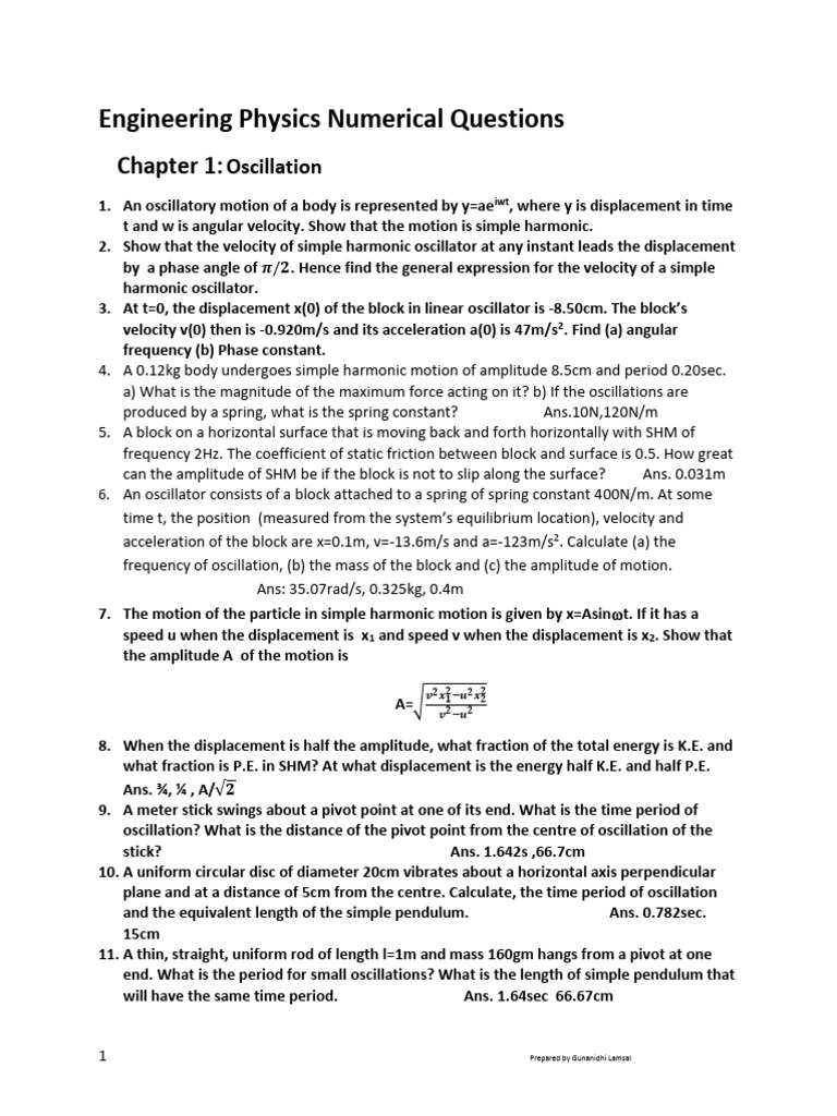 Physics Numerical questions | PDF | Damping | Optical Fiber