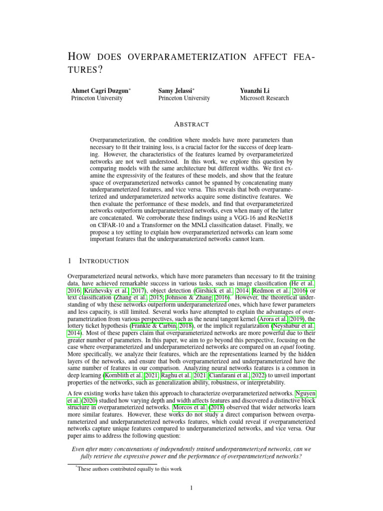 Overparameterization Affecting Features | PDF | Artificial Neural Network | Visual Cortex