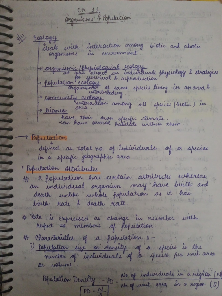 Organisms and Population Notes Class 12 | PDF
