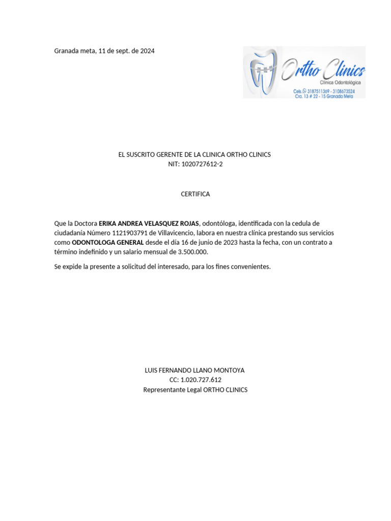 Granada Meta, CERTIFICADO | PDF