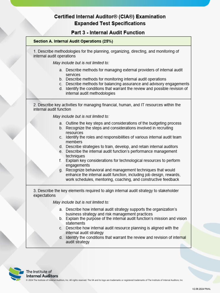 cia-part-3-syllabus | PDF | Internal Audit | Audit