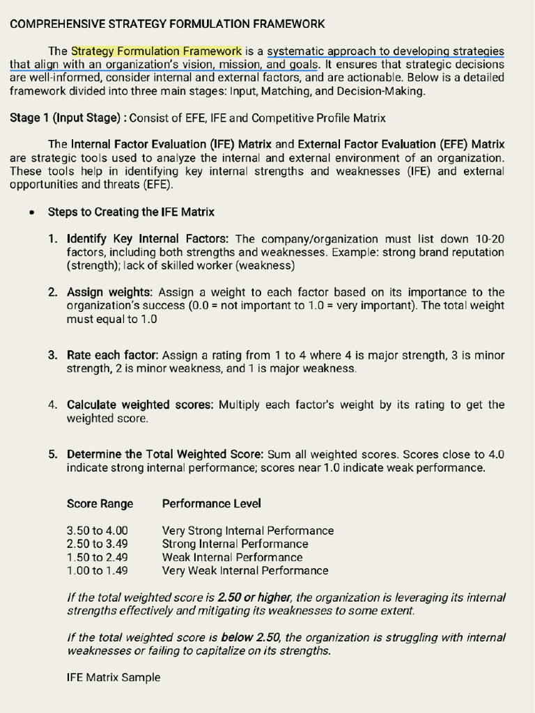 Strategic Management_IFE AND EFE MATRIX | PDF