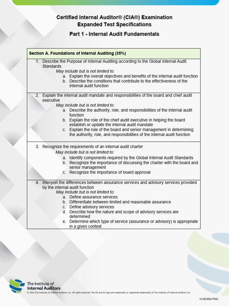 cia-part-1-syllabus | PDF | Internal Audit | Internal Control