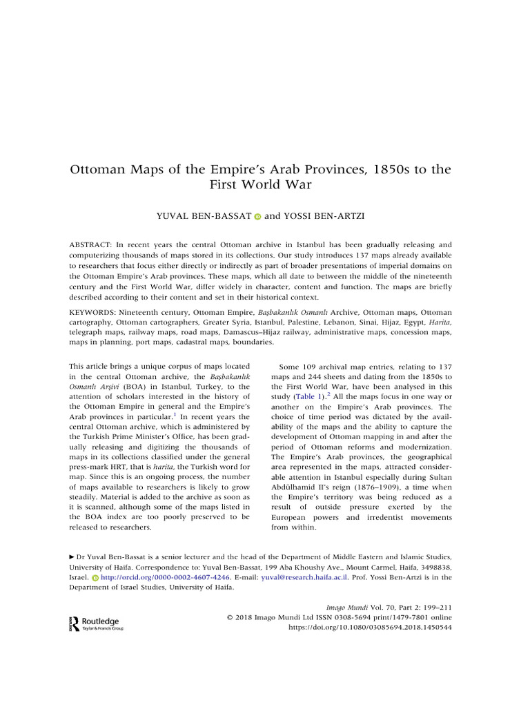 Ottoman Maps of the Empire’s Arab Provinces, 1850s to the | PDF ...