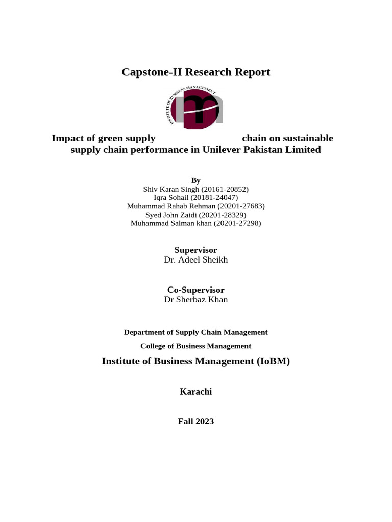 Capstone 2 Report - FINAL | PDF | Sustainability | Supply Chain