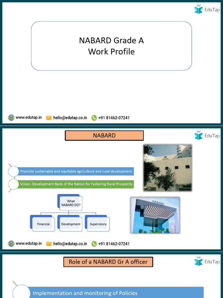 NABARD Grade A Officer Work Profile | PDF
