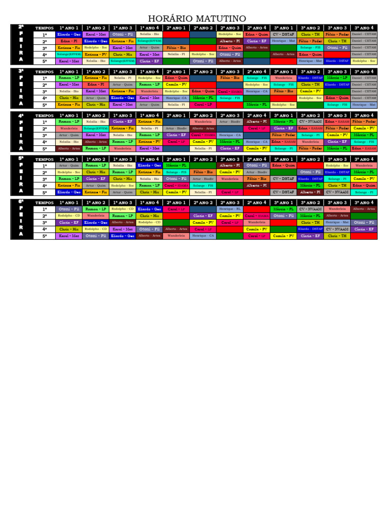 Horários Geral 2024 - Matutino | PDF