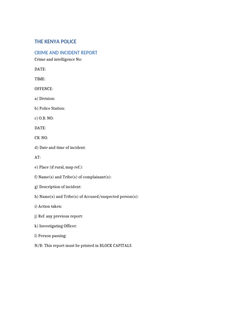 Kenya Police Crime Report | PDF