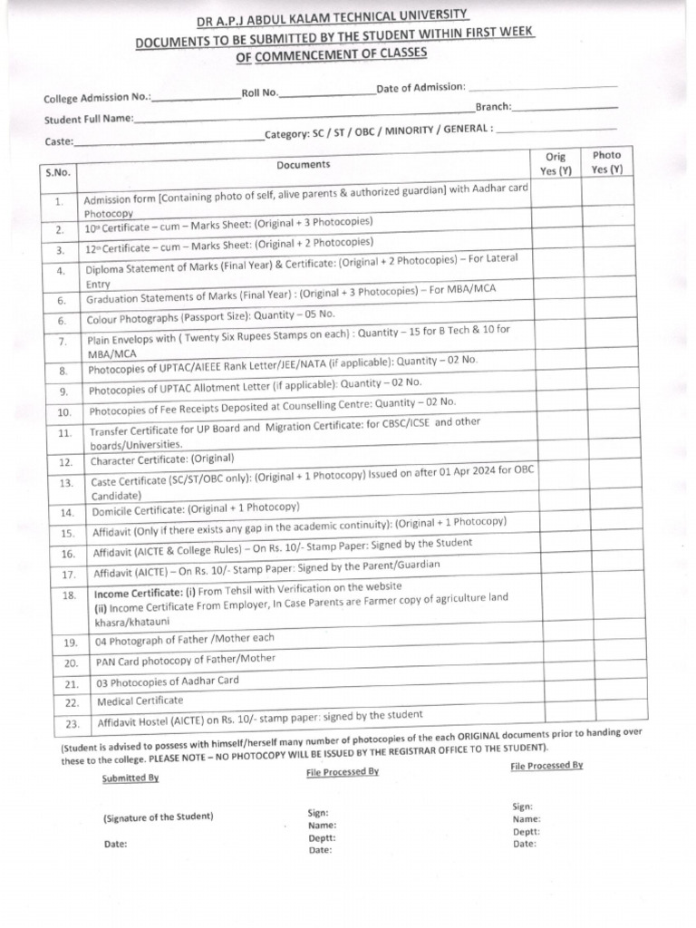 File Check List | PDF