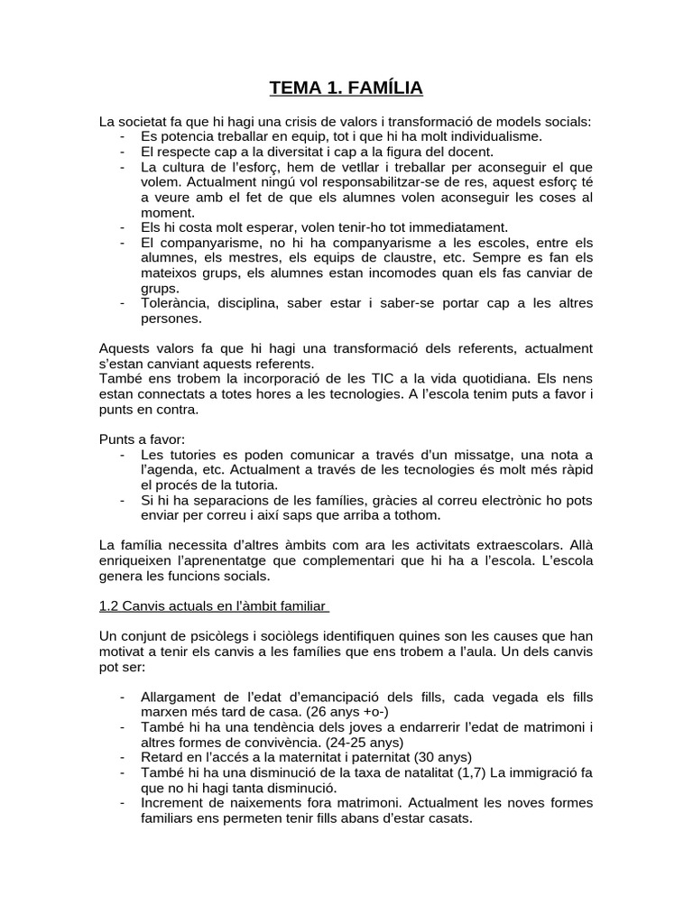 TEMA 1. Família | PDF