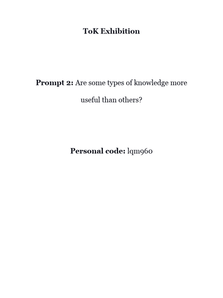 ToK exhibition | PDF | Knowledge | Science