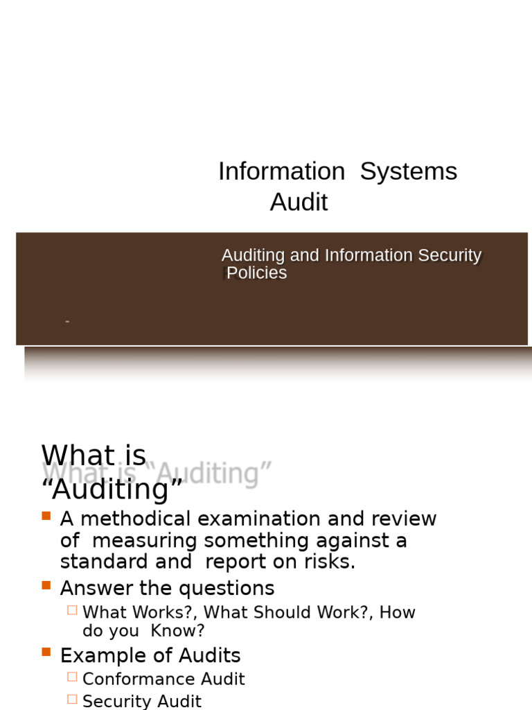Information Systems Audit and Policy Guide | PDF | Audit | Information ...