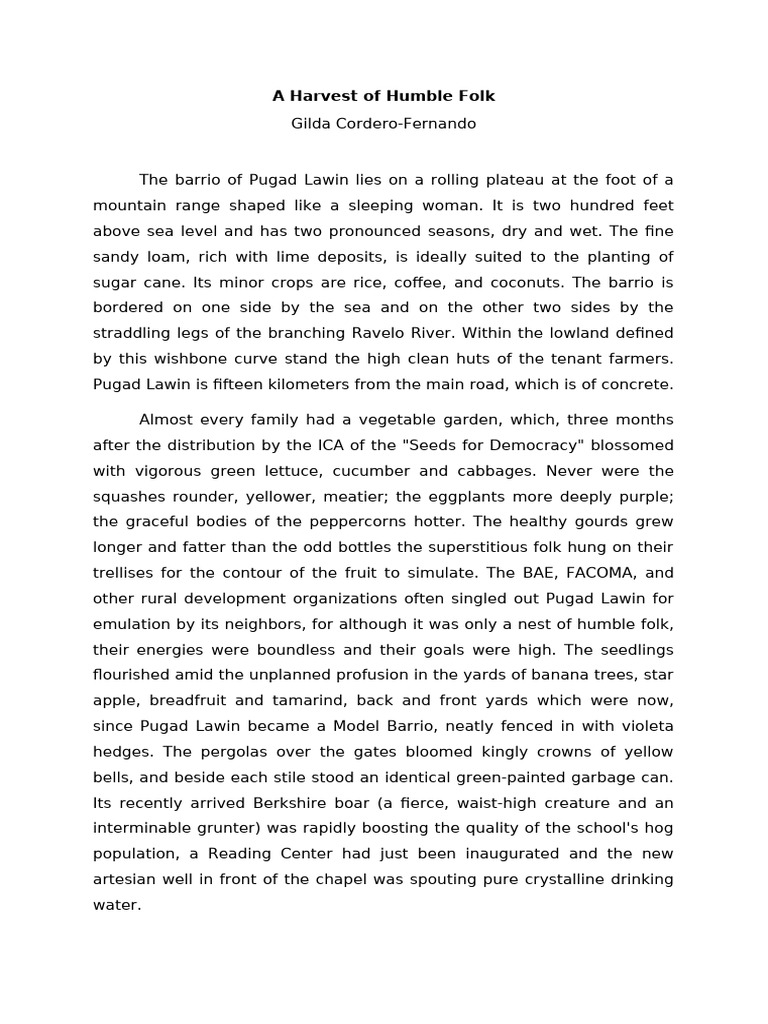 A Harvest of Humble Folk | PDF