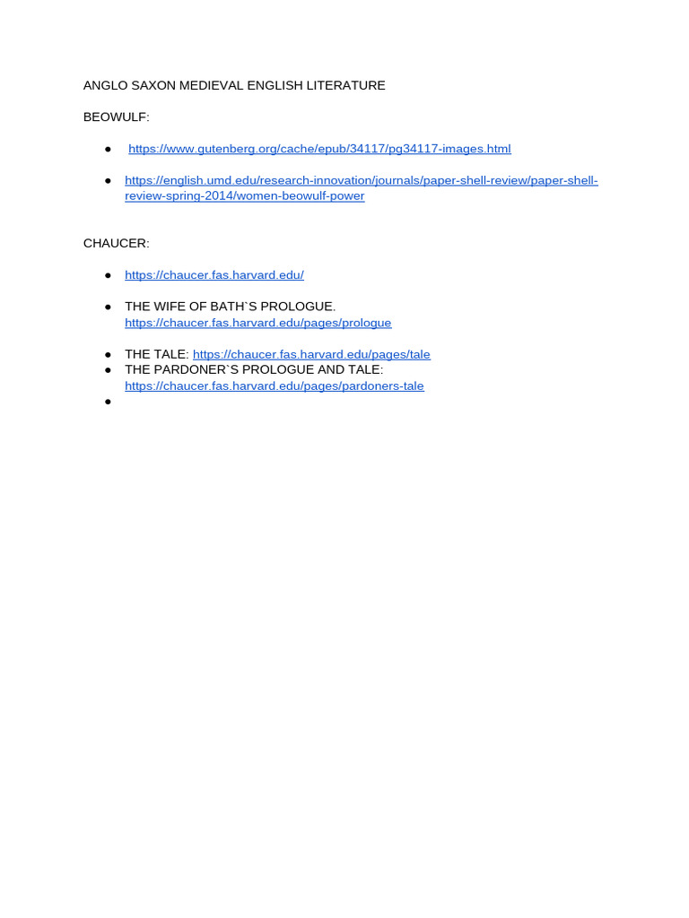 Anglo Saxon Medieval English Literature | PDF