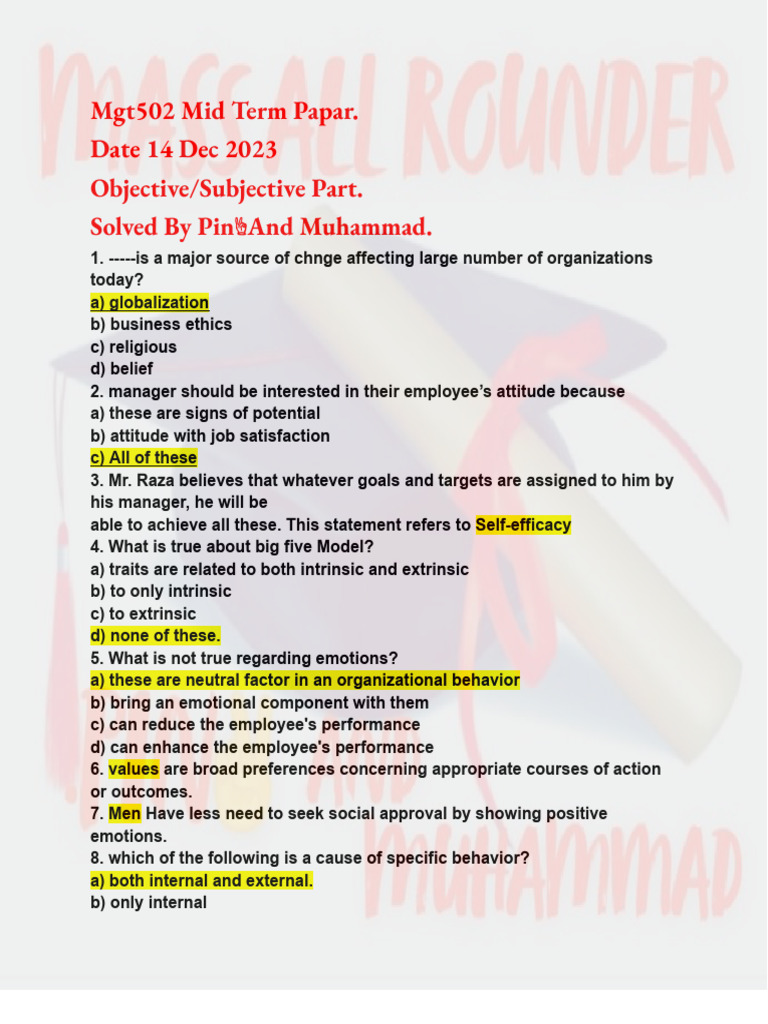 Mgt502 14 - 12 - 23 Mid Term Papar by Pin and Muhammad | PDF ...