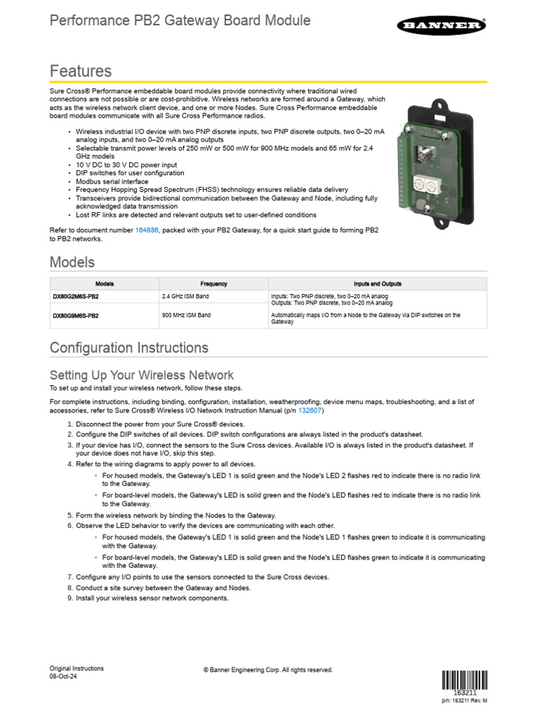 PB2 Gateway Board Module Datasheet | PDF | Usb | Computer Network