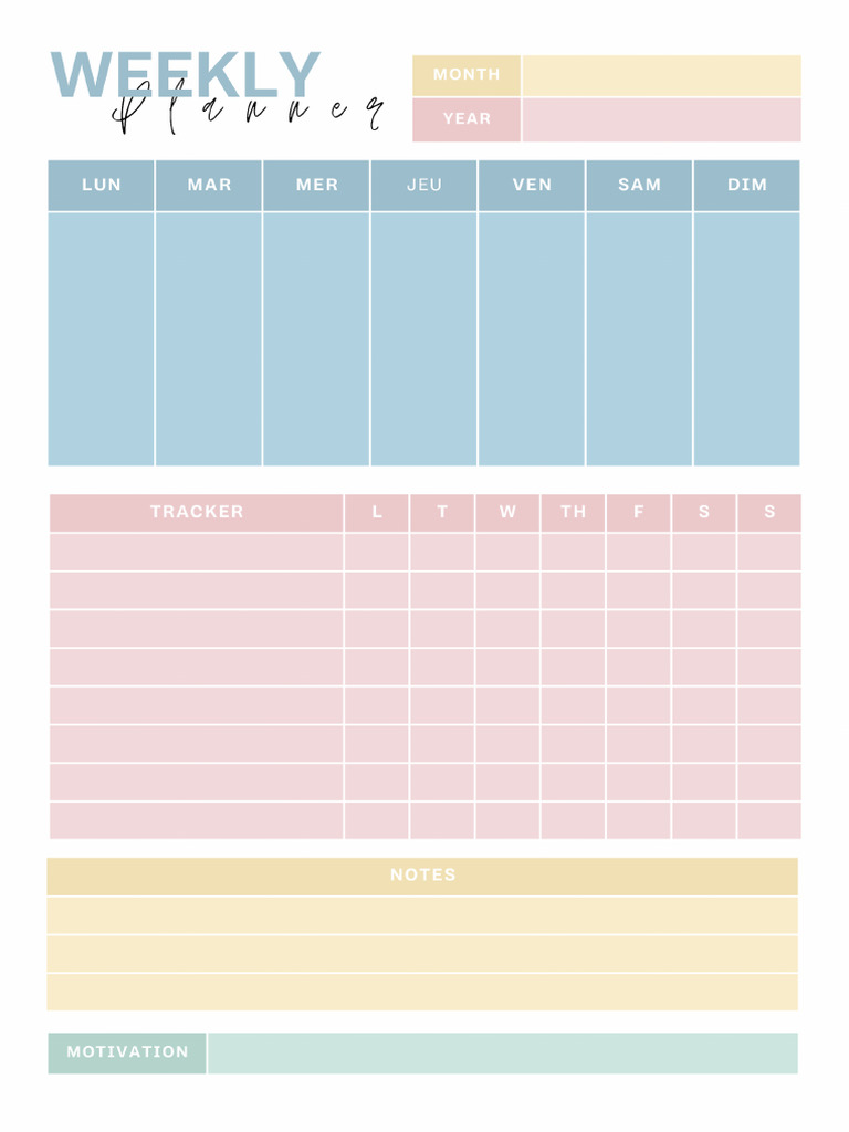 Weekly schedule planner | PDF