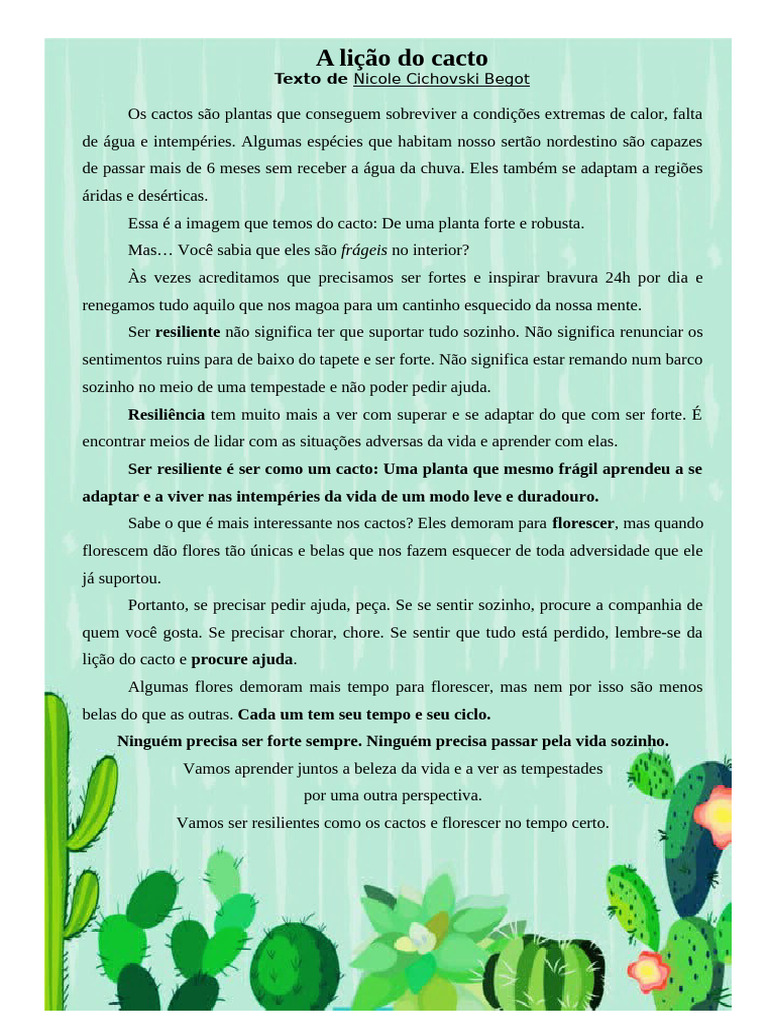 A Lição Do Cacto | PDF