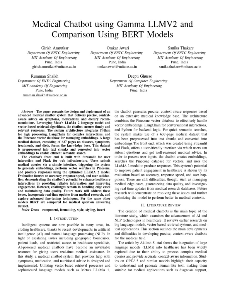 Medical Chatbot Design & Evaluation | PDF | Artificial Intelligence | Intelligence (AI) & Semantics