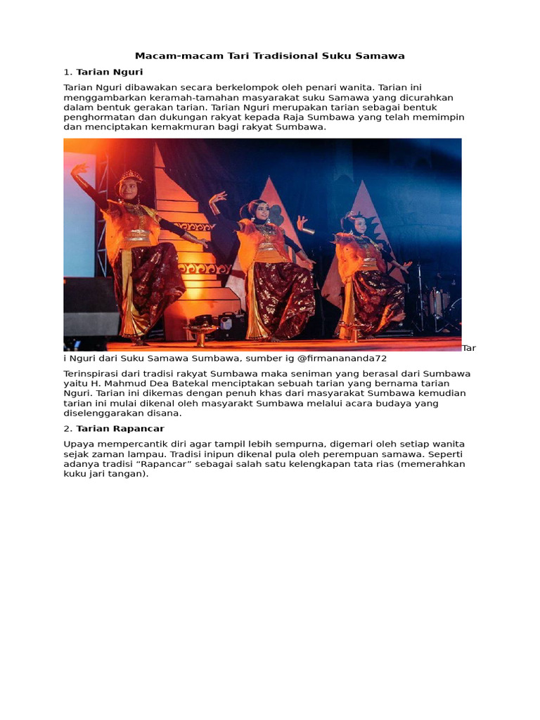 Tarian Tradisional Suku Samawa | PDF